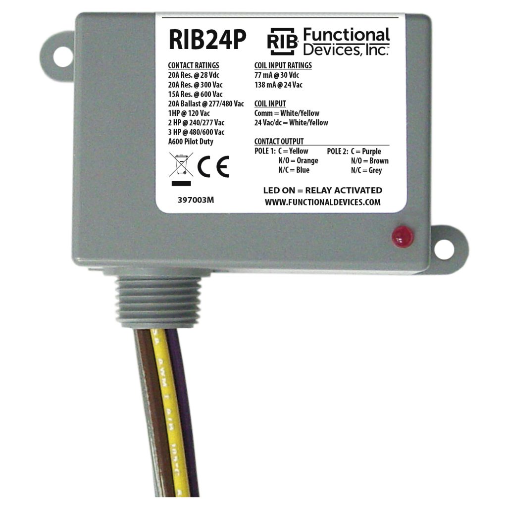 RIB24P (DESC:) Enclosed Relay 20Amp DPDT 24Vac/dcrib - ProKontrol